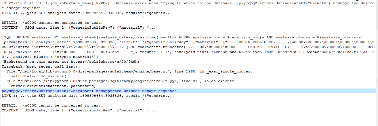 Database Error When Trying To Write To The Database · Issue 1161