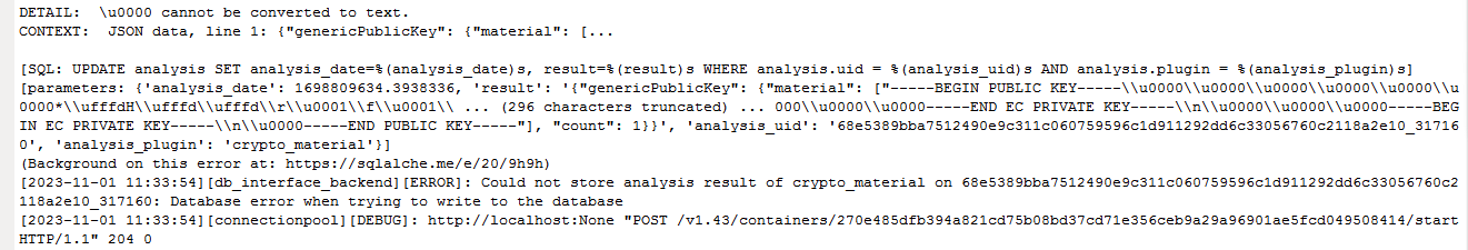 Database Error When Trying To Write To The Database · Issue 1161