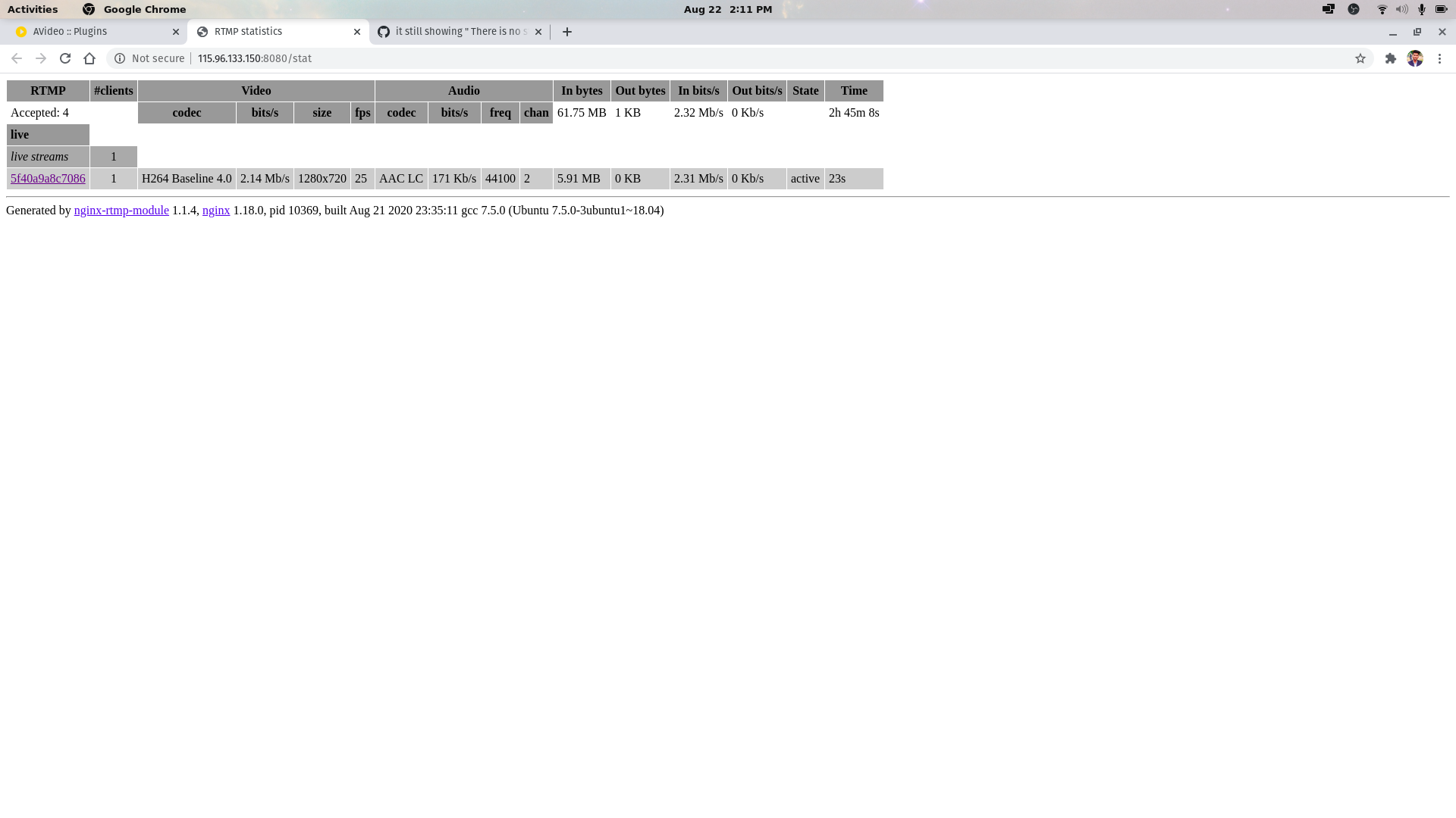 it still showing " There is no streaming " after 3 running live streams ...