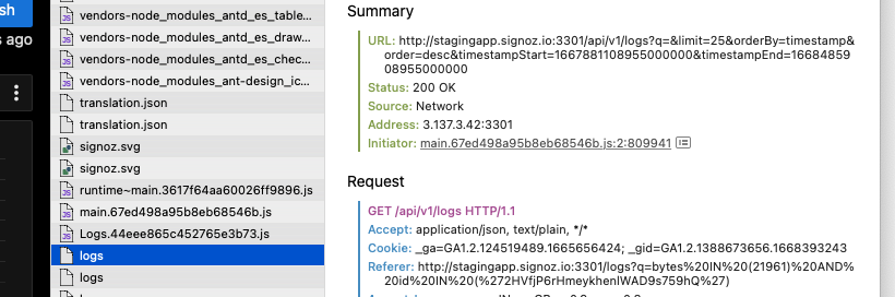Signoz Frontend logs doesn't respect the URL · Issue #1713 · SigNoz/signoz · GitHub