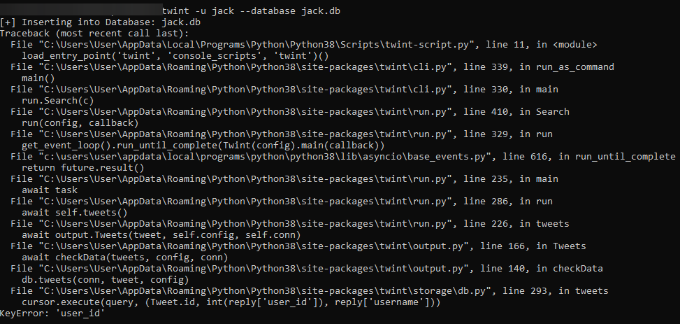 Database Isn T Working · Issue 1043 · Twintproject Twint · Github