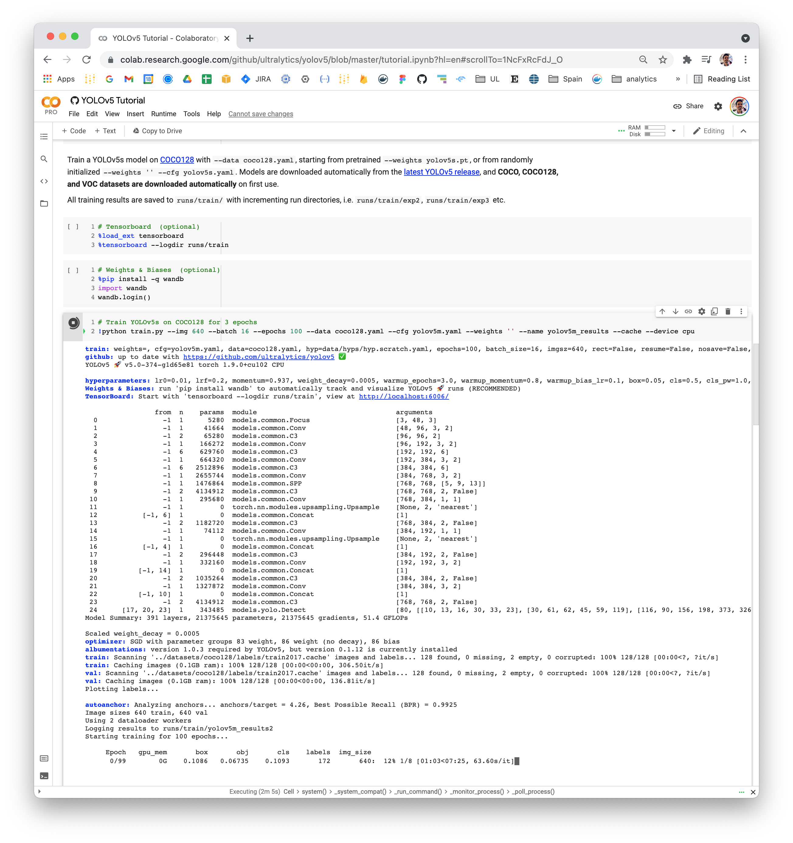 custom train of yolov5m with --img 640 fails in CPU · Issue #4453 · ultralytics/yolov5 · GitHub