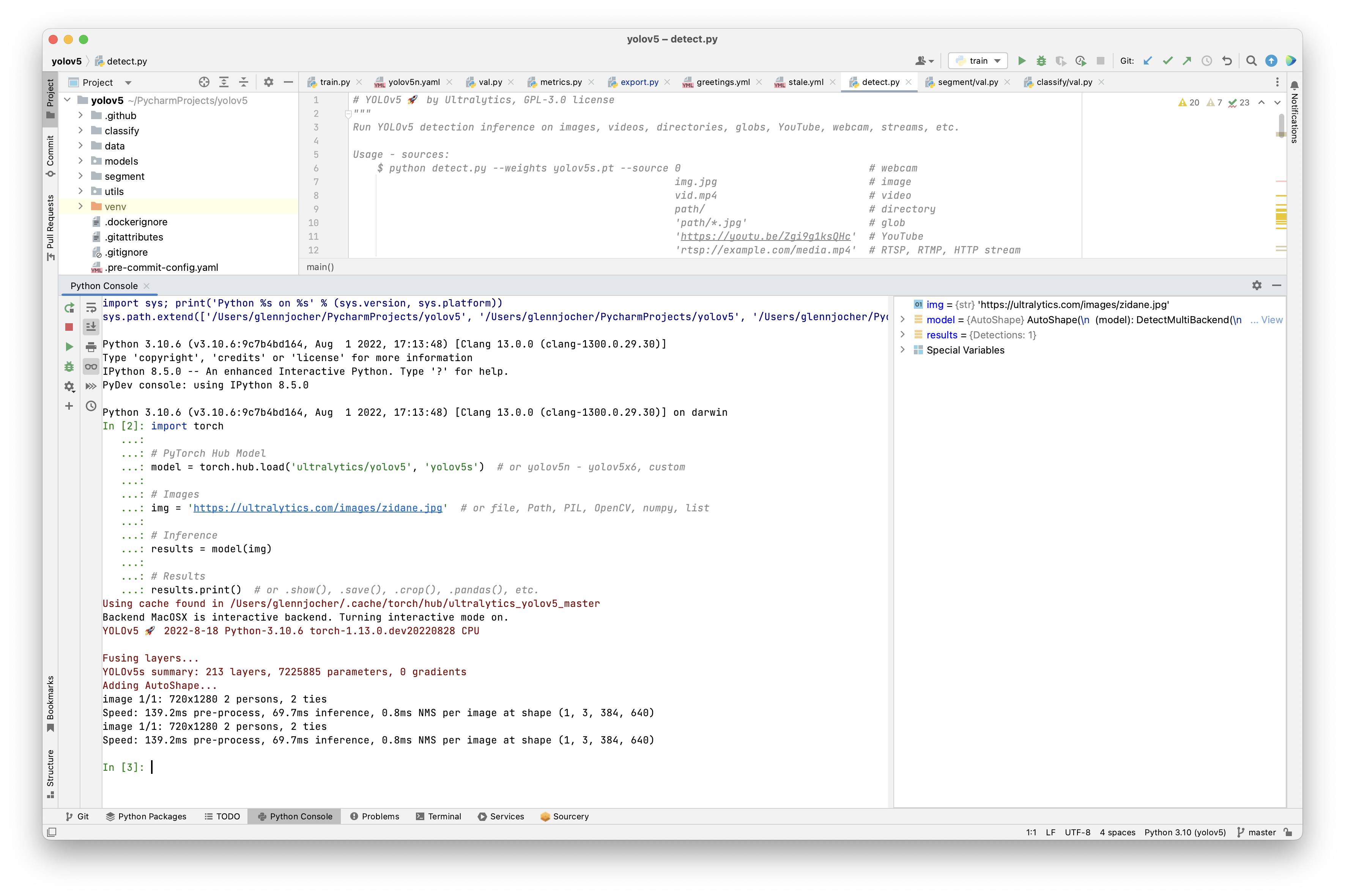 yolov5 on inteliij ide · Issue #9381 · ultralytics/yolov5 · GitHub