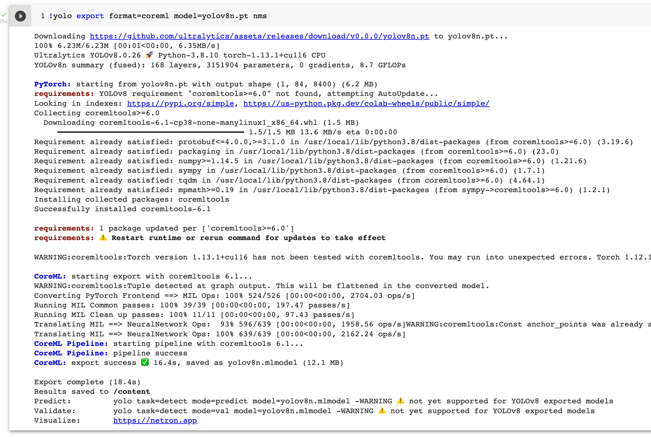 CoreML nms=True export failure 80 names found for nc=1255 · Issue #217 · ultralytics/ultralytics ...