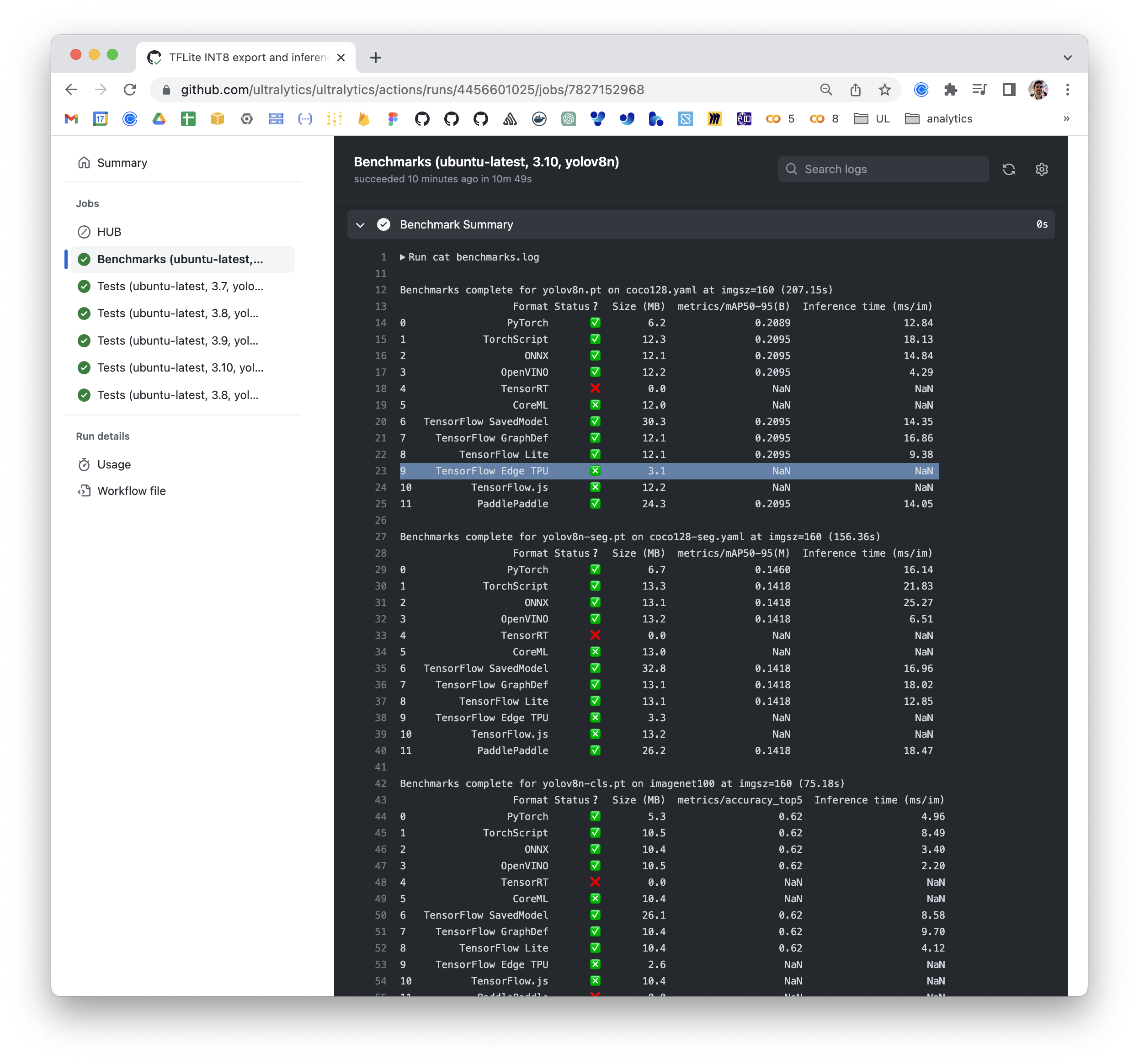 Tflite and edgetpu exports fail on TensorFlow SavedModel · Issue #1185 · ultralytics/ultralytics ...