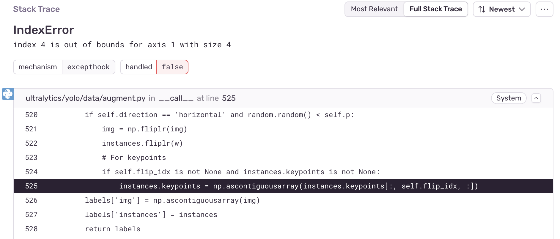 IndexError: index 4 is out of bounds for axis 1 with size 4 · Issue #2776 · ultralytics ...
