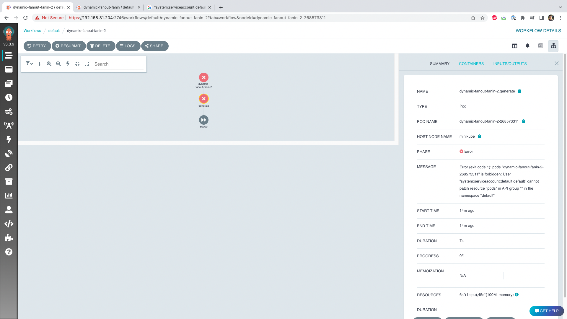 Dynamic fanout fanin example failed with permission problem · Issue #249 · argoproj-labs/hera ...