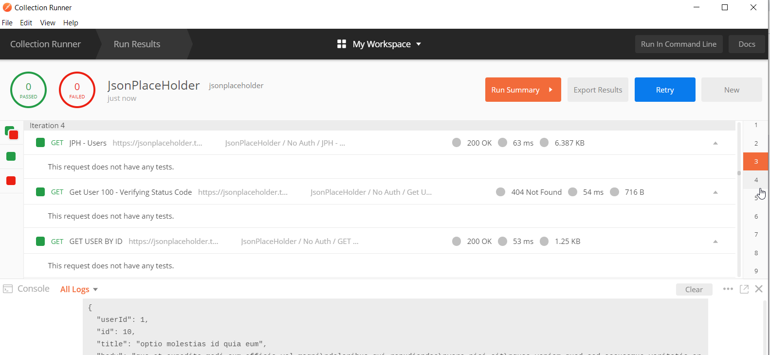 Iteration number when selected in collection runner highlights ...