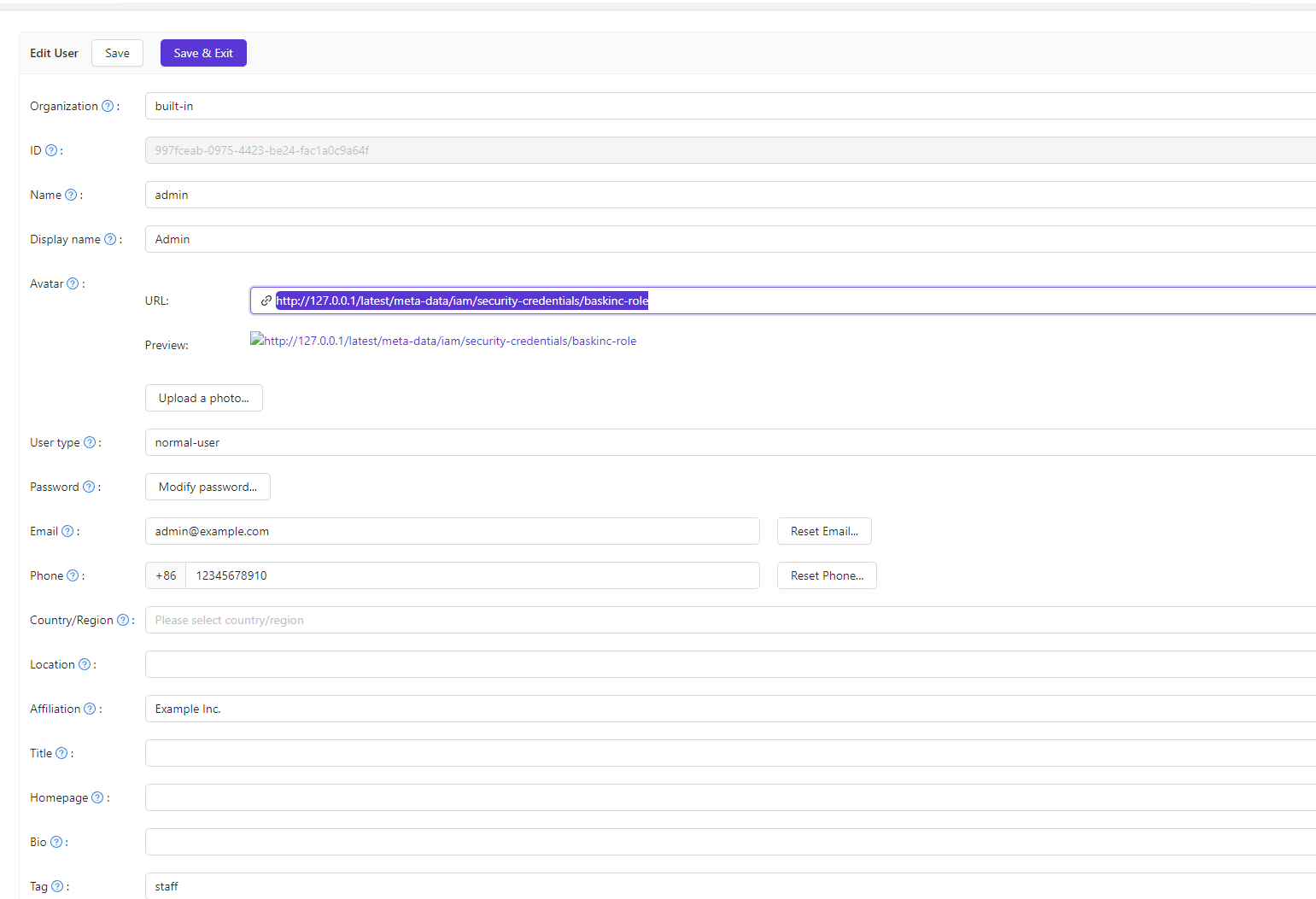 Full read SSRF in avatar upload · Issue #1187 · casdoor/casdoor · GitHub