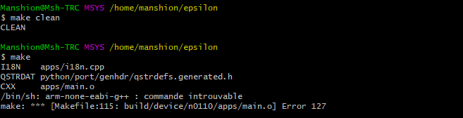 build error · Issue #1054 · numworks/epsilon · GitHub