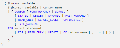 SET @VAR = CURSOR: missing LOCAL/GLOBAL specifier in documentation · Issue #7265 · MicrosoftDocs ...