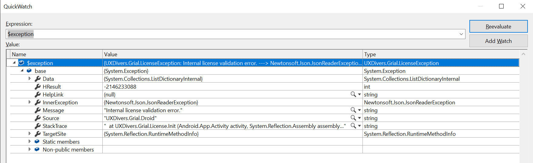 UXDivers.Grial.LicenseException: Internal license validation error | VS 2019 16.7; XF v4.8 ...
