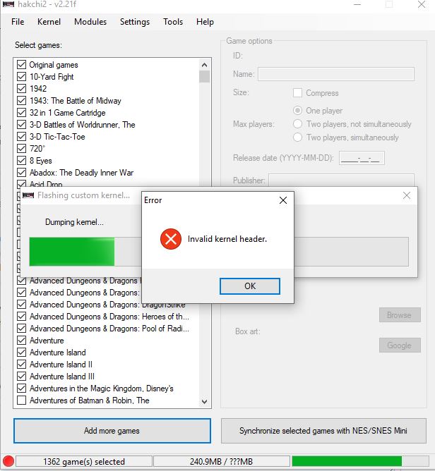 Invalid Kernel Header and Stuck in FEL mode · Issue #285 · ClusterM/hakchi2 · GitHub
