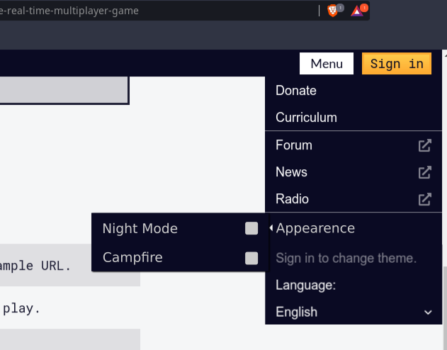 Add campfire mode to nav menu · Issue #44040 · freeCodeCamp ...