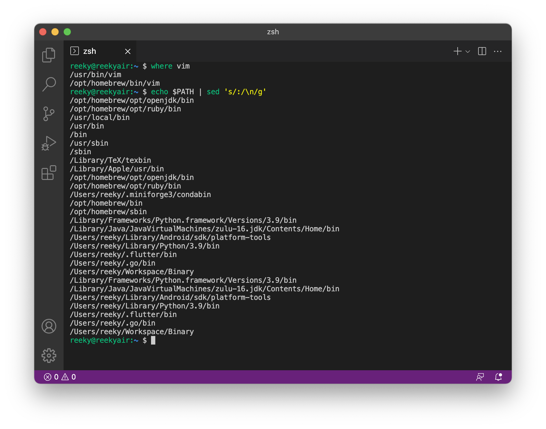 PATH is incorrect when using macOS and zsh · Issue #133012 · microsoft/vscode · GitHub