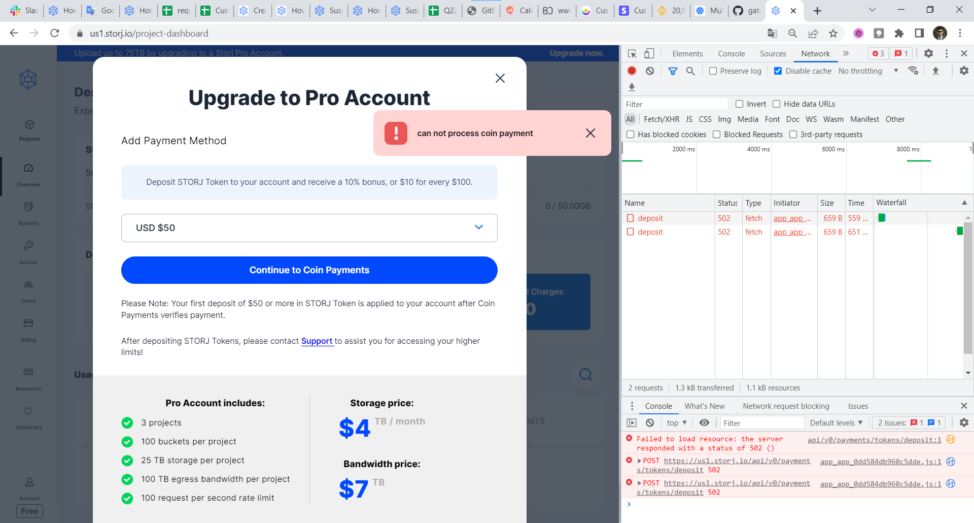 [Billing] The coinpayments deposit doesn't work · Issue #5005 · storj/storj · GitHub