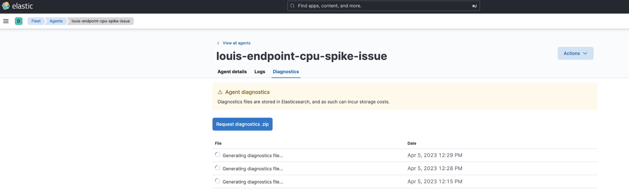 [Fleet] Request diagnostic keep looping when we generate diagnostic on an offline agent · Issue ...