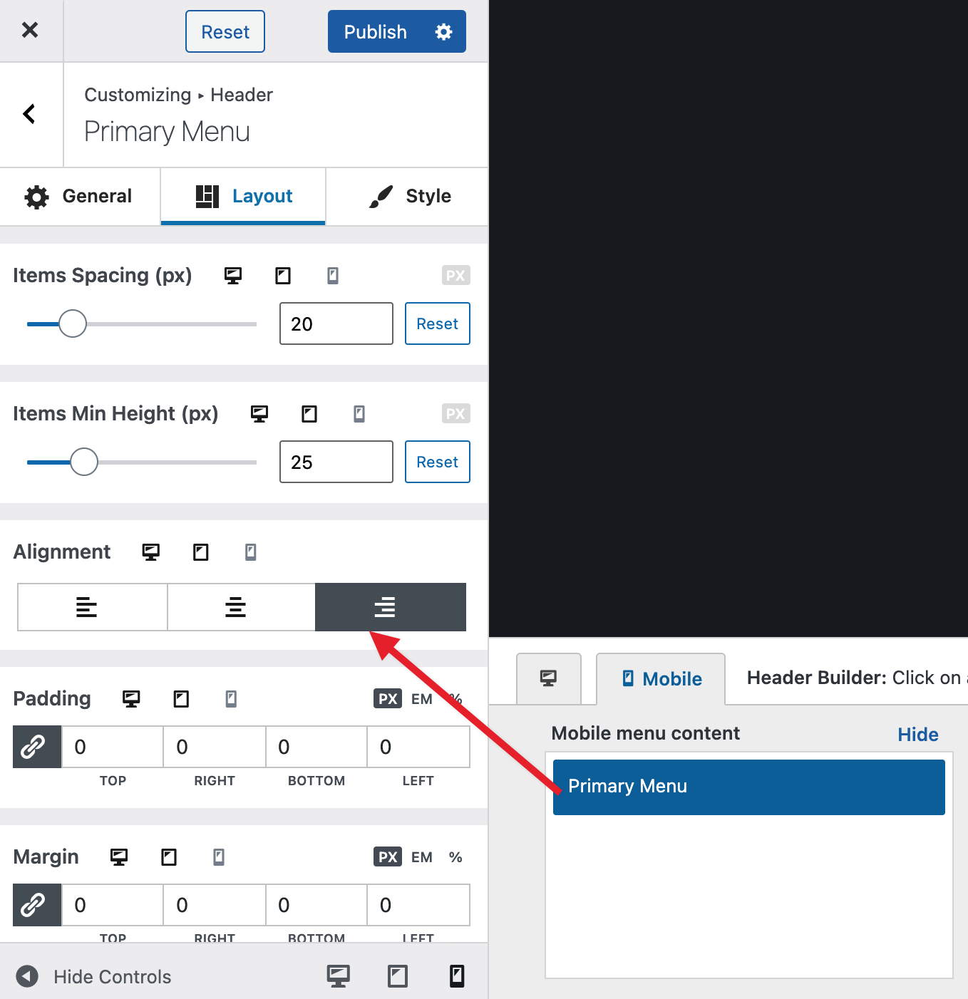 RTL language interfering with menu items alignment in header mobile menu content · Issue #2689 ...