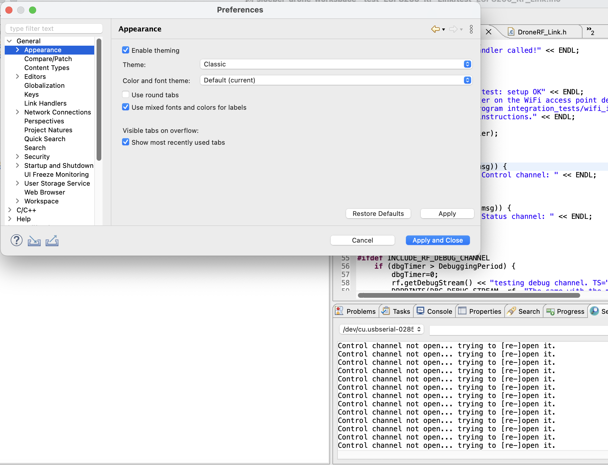 Serial Monitor Not Readable When Eclipse Dark Theme Is Active · Issue 1568 · Sloeber Arduino