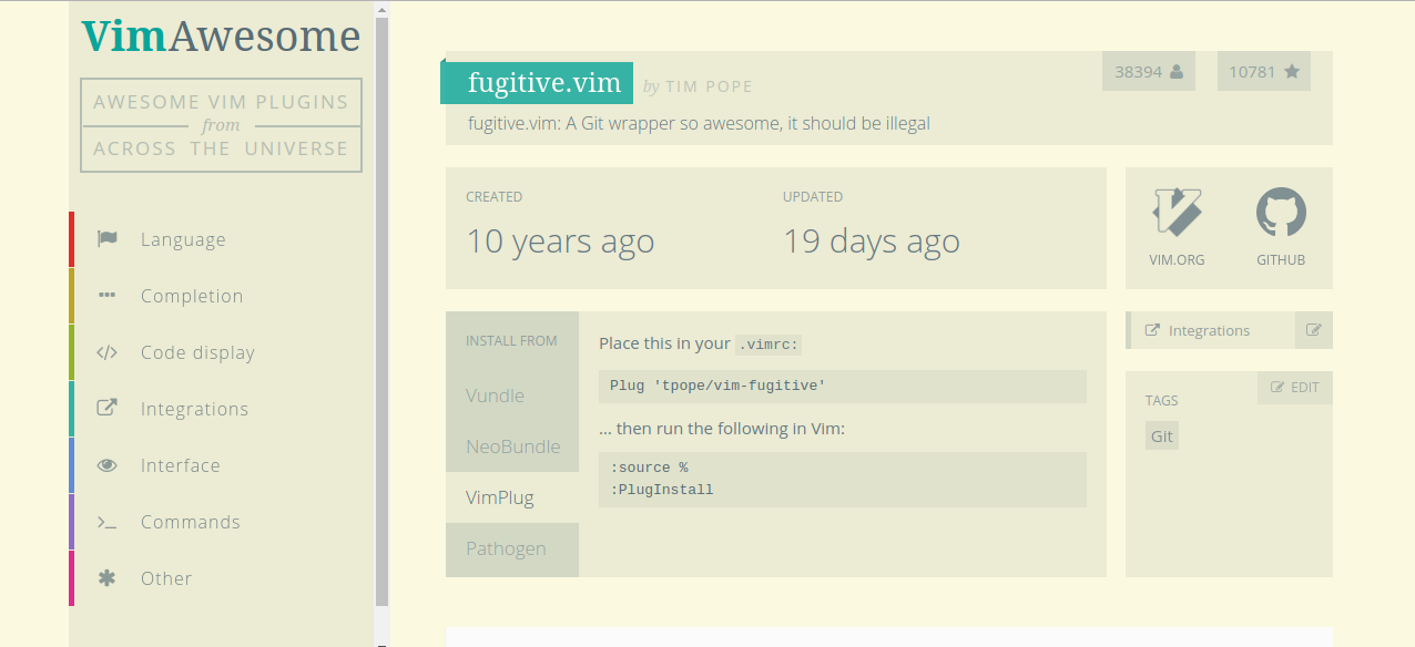 开源项目 - Vim Awesome : 搜罗宇宙中牛逼的vim插件 · Issue #571 · 521xueweihan/HelloGitHub · GitHub