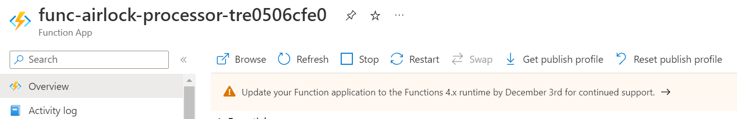 Upgrade Airlock Function to v4 · Issue #2683 · microsoft/AzureTRE · GitHub