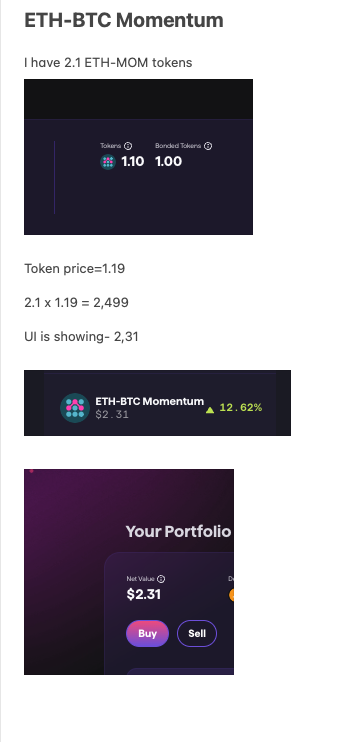 Token price x tokens and bonded tokens amount not matching with Net ...