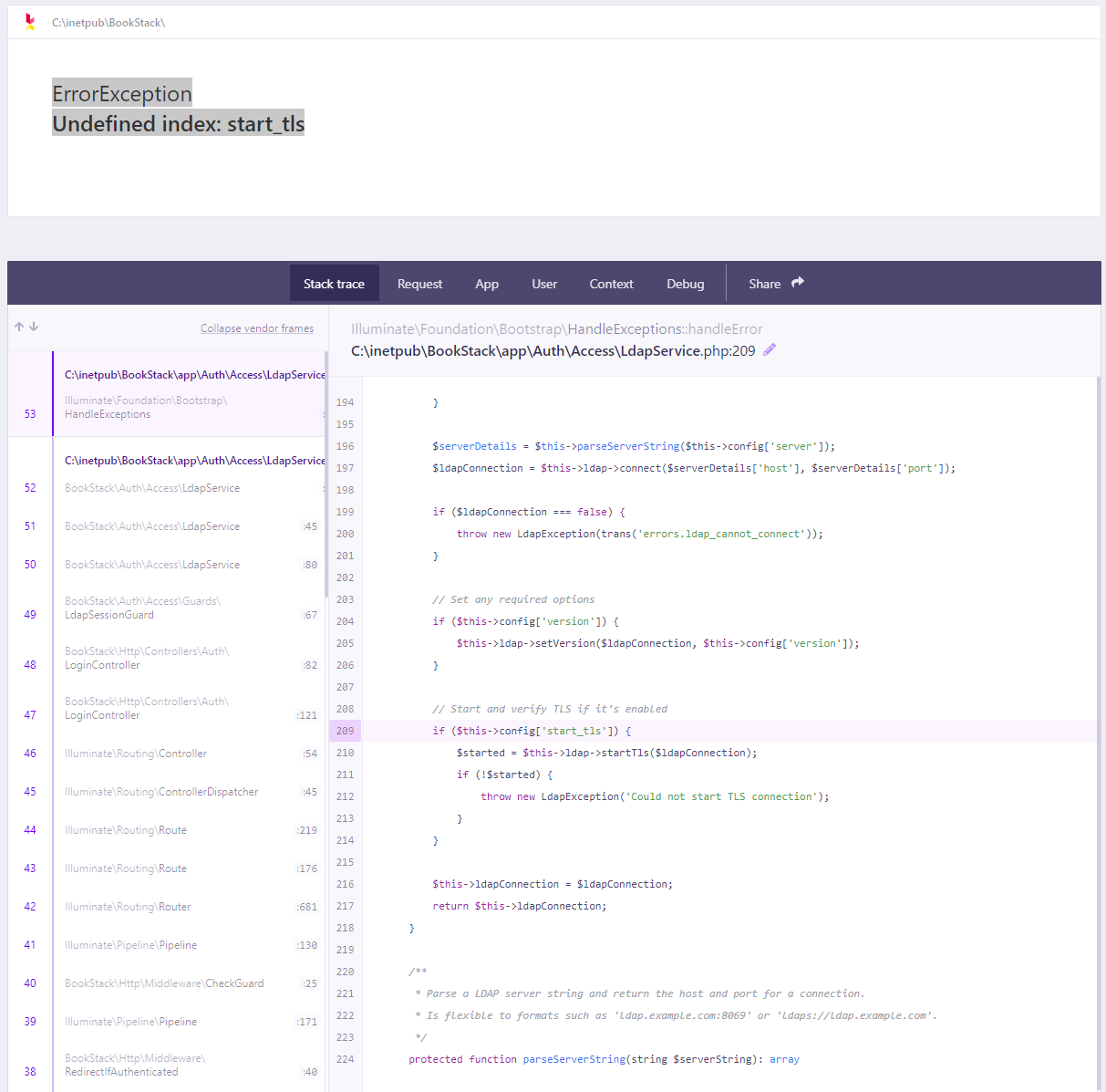 Undefined index: start_tls after upgrading to v21.04 · Issue #2676 · BookStackApp/BookStack · GitHub