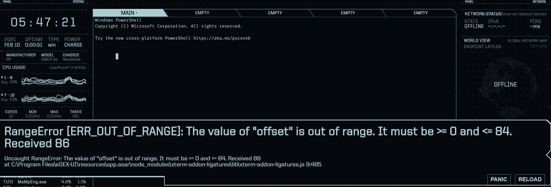 offset range errors · Issue #924 · GitSquared/edex-ui · GitHub