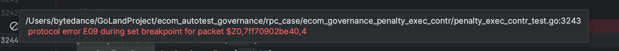 Goland Debug Problem: protocol error E09 during set breakpoint for packet · Issue #3537 · go ...