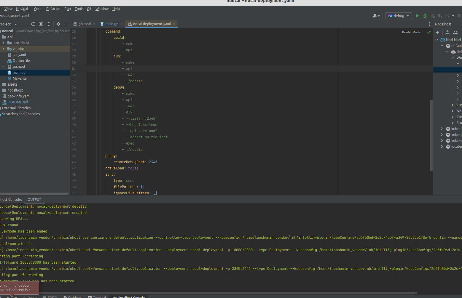 Error running 'debug': Nocalhost context is null. · Issue #1242 · nocalhost/nocalhost · GitHub