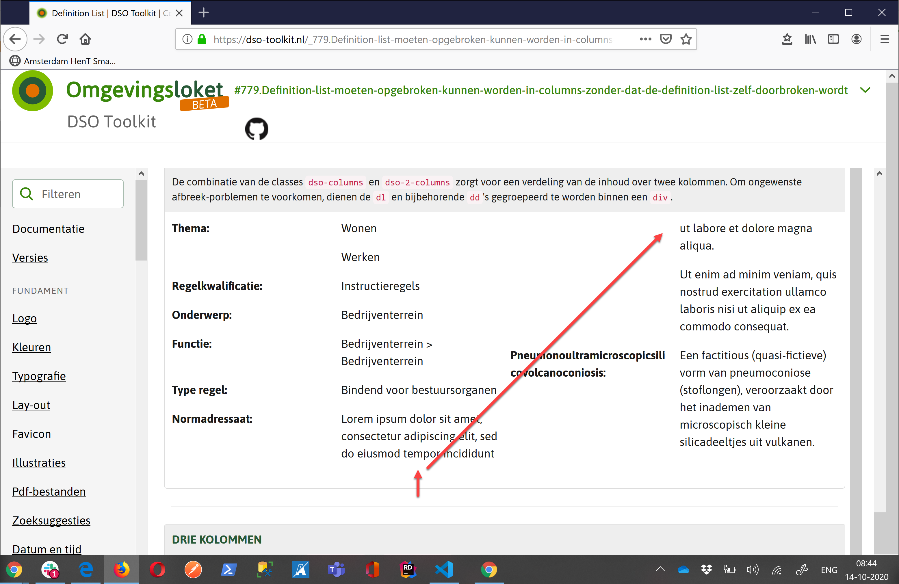 Definition list moeten opgebroken kunnen worden in columns zonder dat de definition list zelf ...