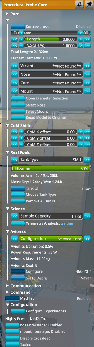 Some weirdness with loading procedural probe core · Issue #2224 · KSP-RO/RP-1 · GitHub