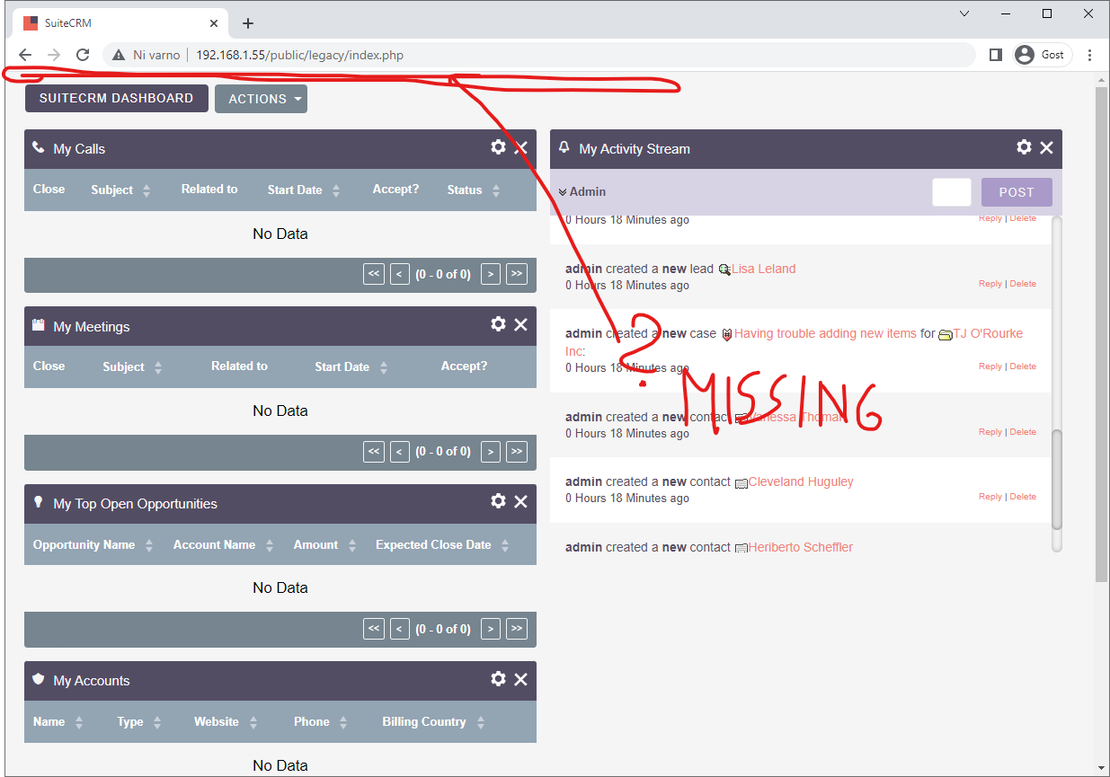 On clean install SuiteCRM 8.1.0 missing top bar – Fatal error: Uncaught Error: Call to a member ...
