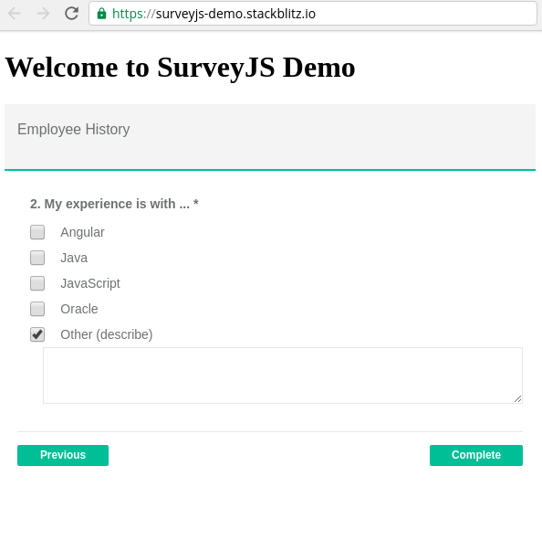 Do we have checkbox & textfield combination? · Issue #2165 · surveyjs/survey-library · GitHub