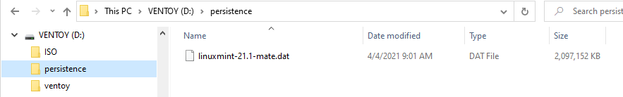 [issue]: Persistence choice does not appear before booting into ISO (F5 tools says .json file is ...