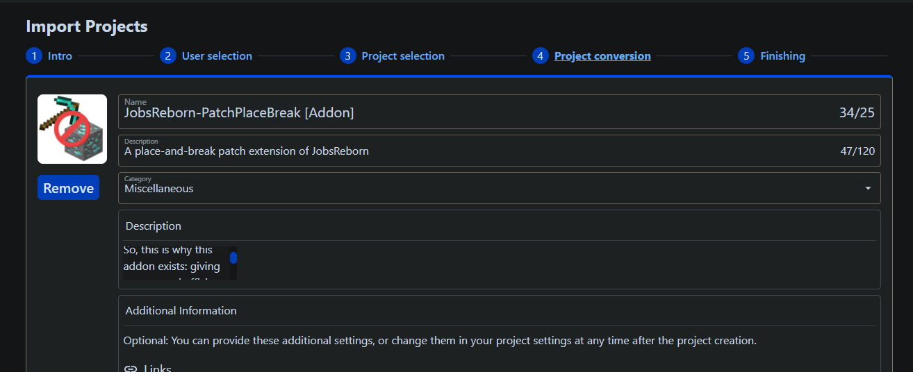 Description input badly shaped while importing project from Spigot · Issue #1099 · HangarMC ...
