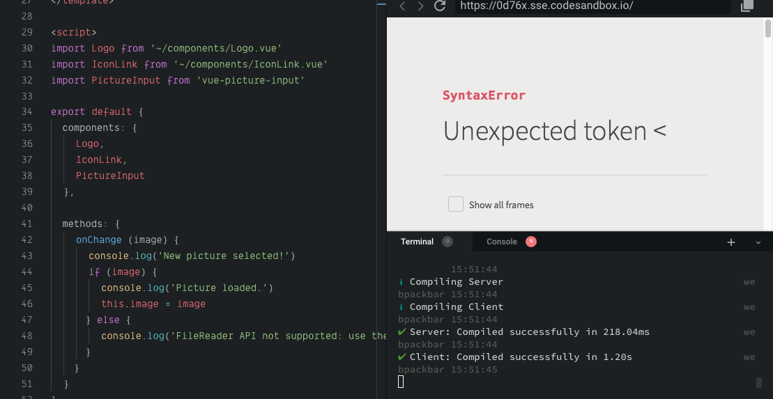 BUG in nuxt.js "Unexpected token