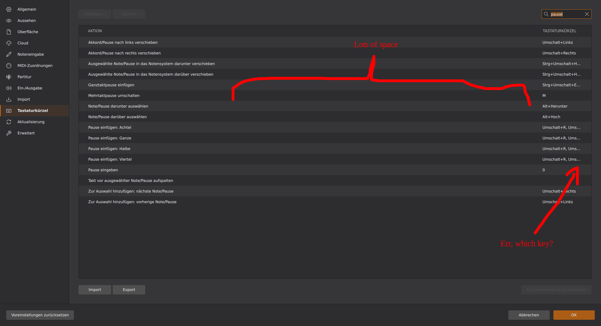 [MU4 Issue] Keybinding table unreadable: Column cannot be resized · Issue #15543 · musescore ...