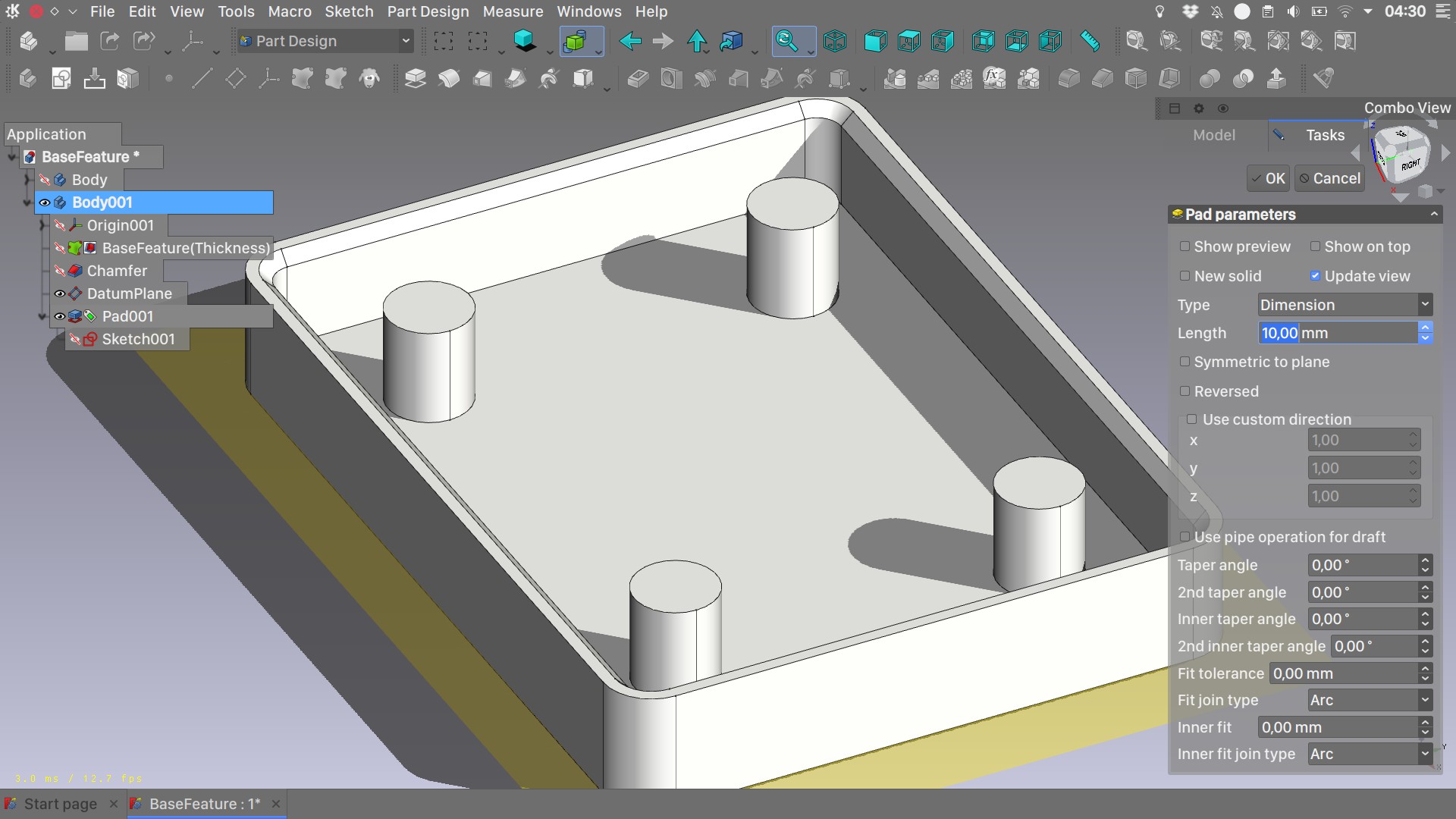 PartDesign tools misbehave when using BaseFeature and sketch based features. · Issue #648 ...