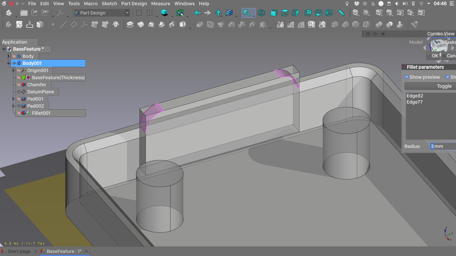 Seg Fault with PartDesign fillet intersecting other geometry. · Issue #649 · realthunder/FreeCAD ...