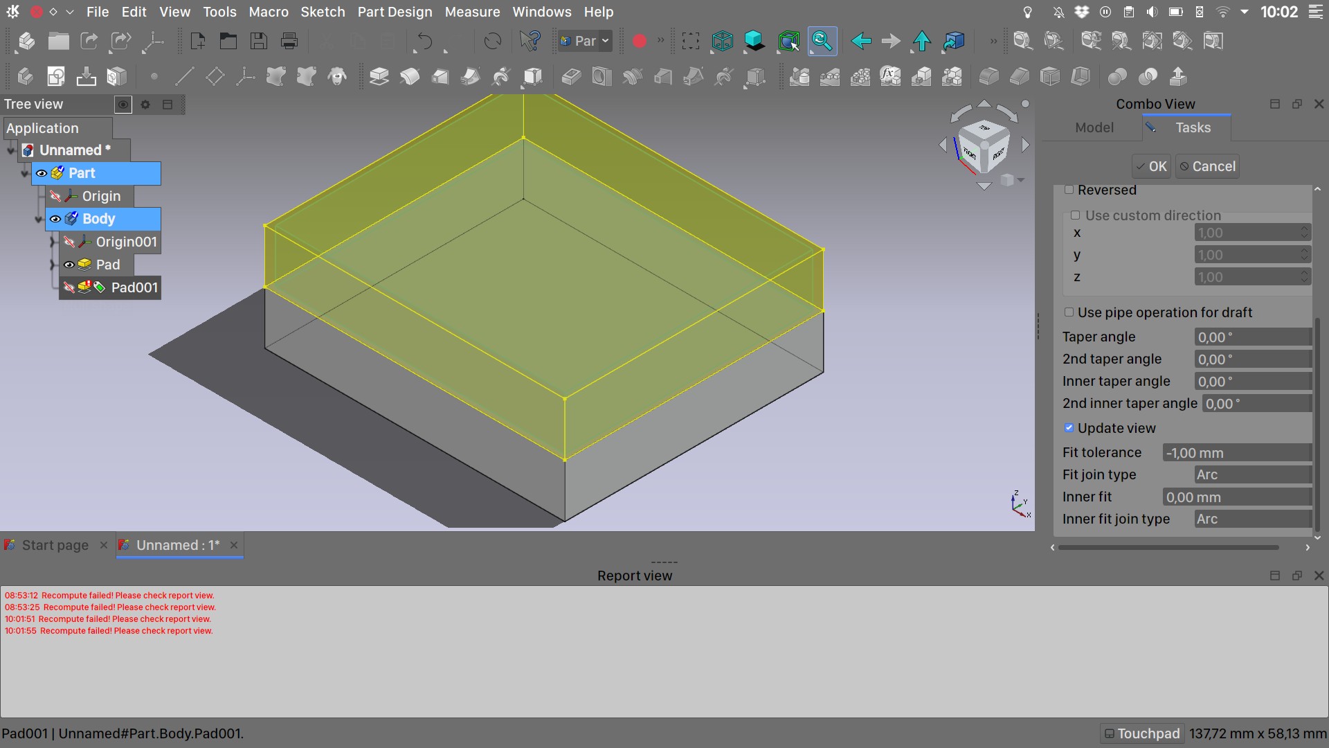 PartDesign "Null Shape" error when using FitTolerance parameter. · Issue #854 · realthunder ...