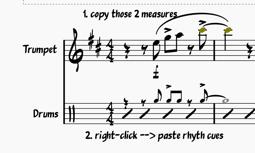 Add a "Paste as rhythmic cues" option · Issue #16059 · musescore ...