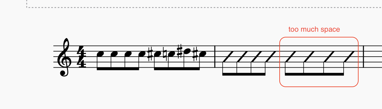 [MU4 Issue] Accidentals generate inconsistent spacing in rhytmic slash notation mode · Issue ...