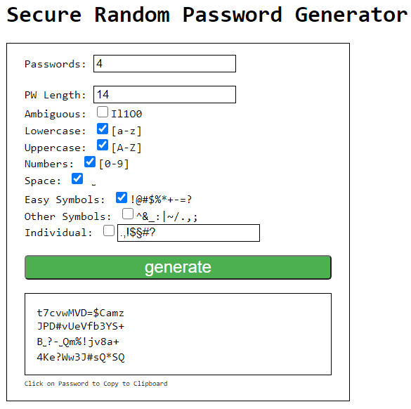 GitHub - pg0/secure-password-generator: secure js random password generator