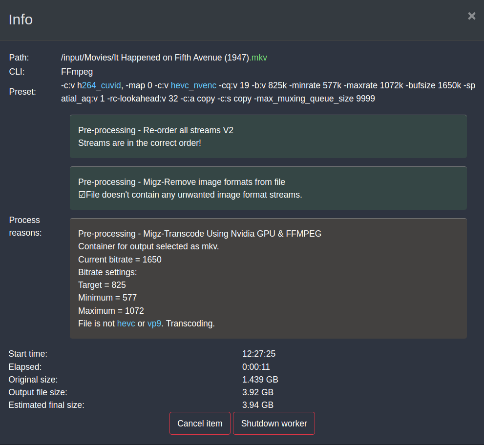Tdarr making videos larger when compressed and/or never finishing ...