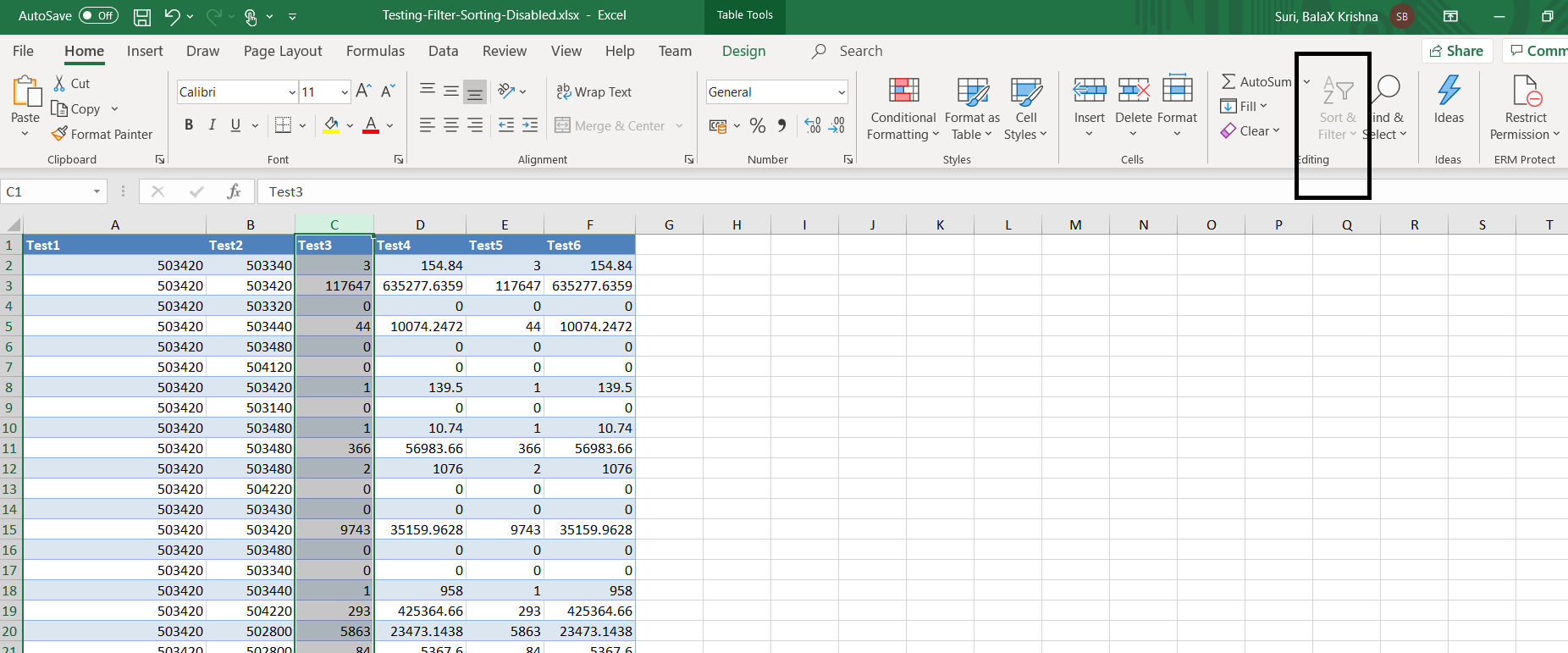 Sorting/Filter options are disabled when row selection or column selection · Issue #1532 ...