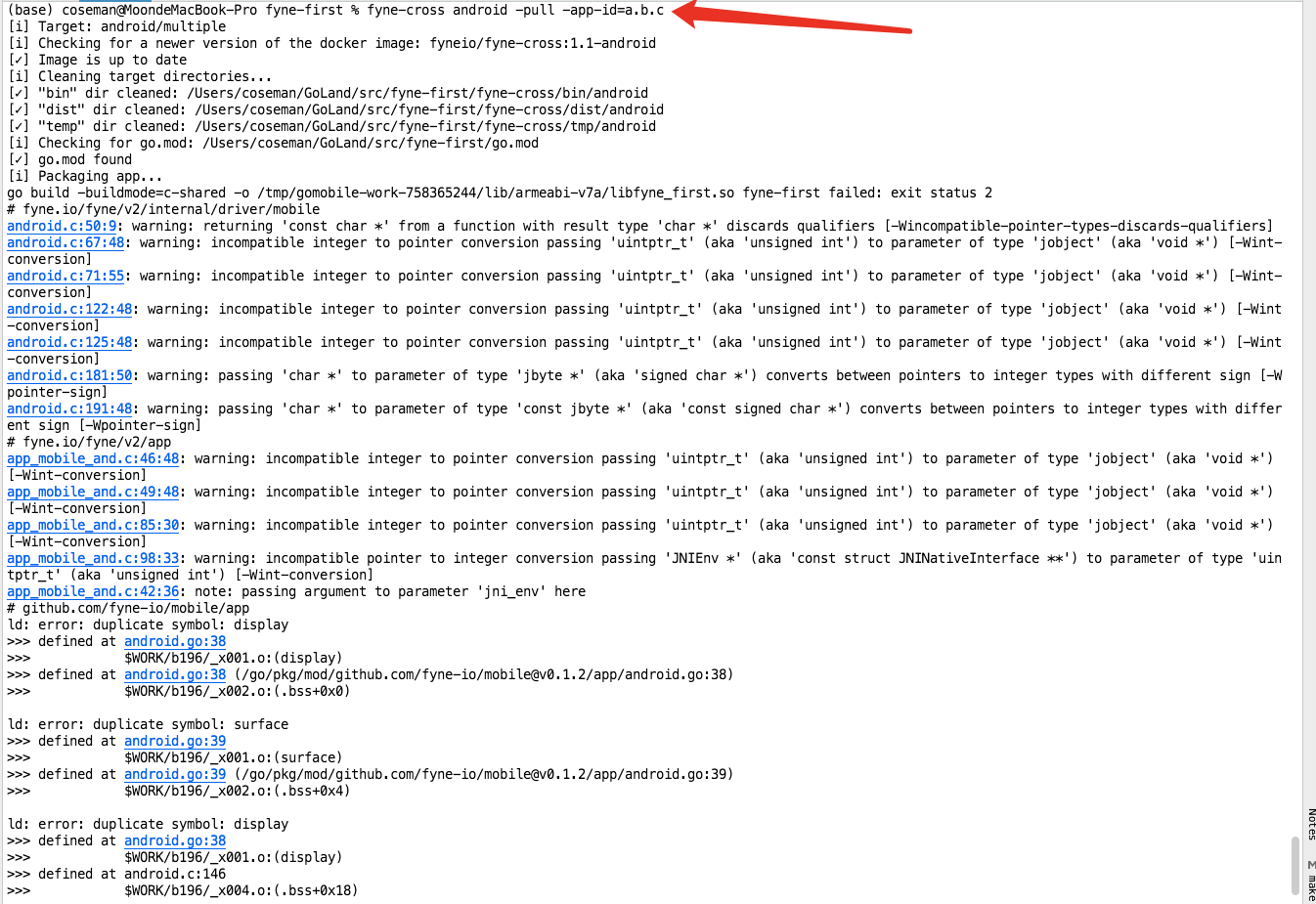 MAC compile to andriod err · Issue #68 · fyne-io/fyne-cross · GitHub