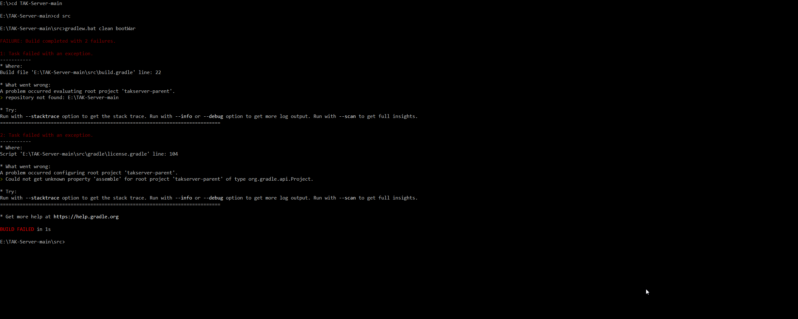 Errors while trying to build `license.gradle` missing · Issue #4 · TAK-Product-Center/Server ...