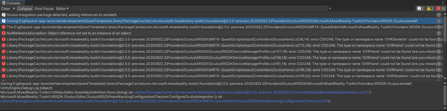 Integrate Oculus Integration Unity Modules Does Not Work With New