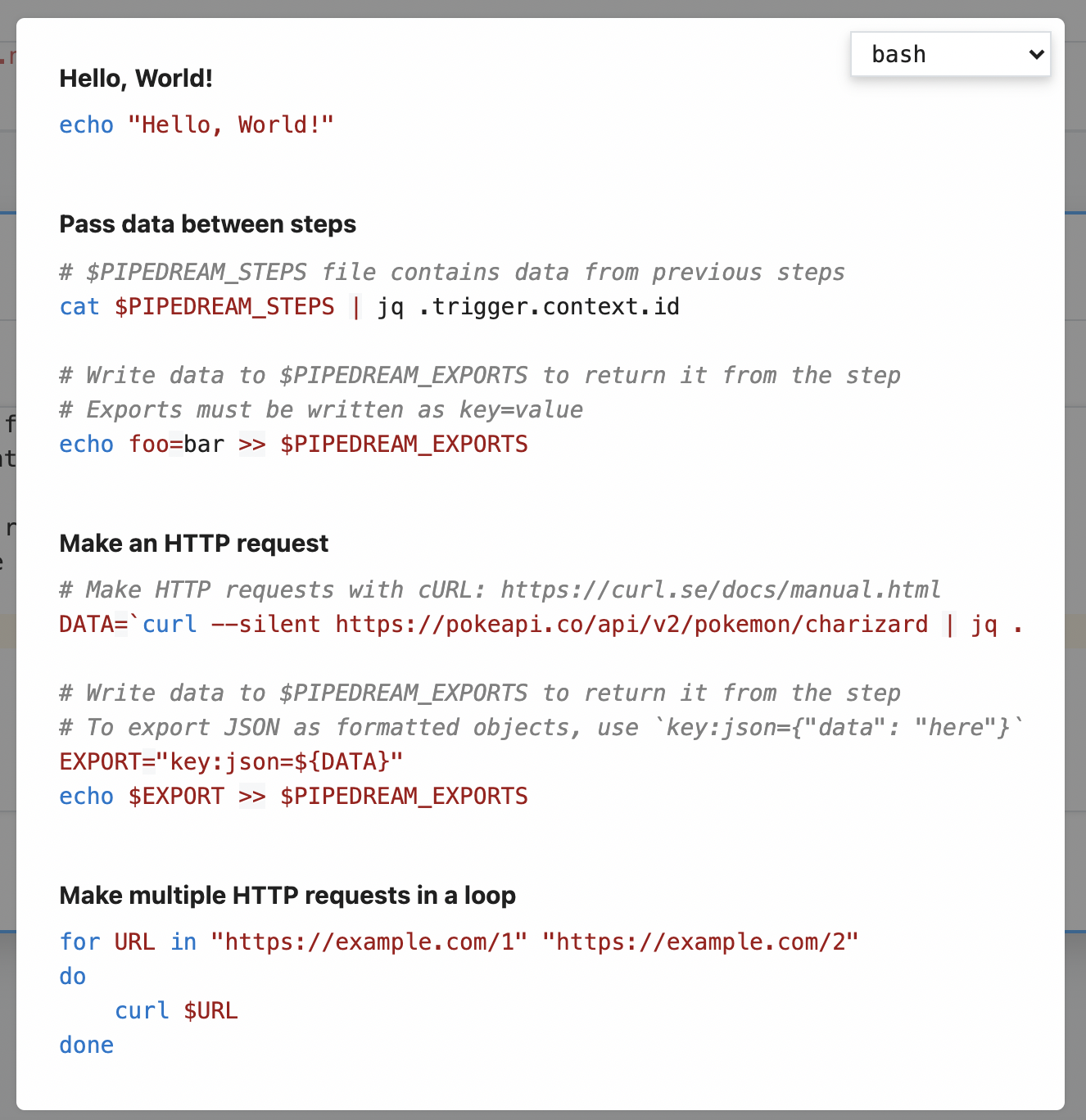 [BOB] Add Bash syntax highlighting · Issue #2171 · PipedreamHQ/pipedream · GitHub